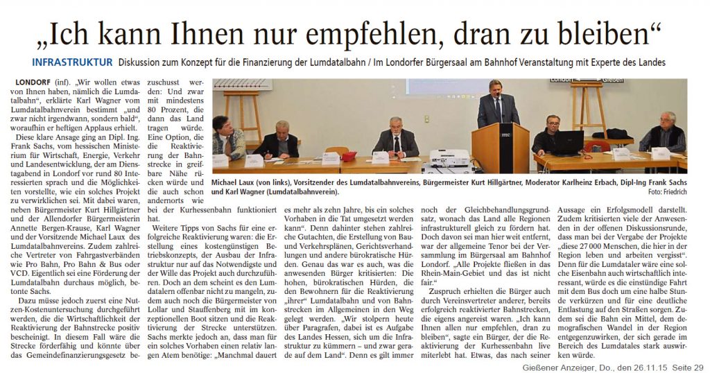 "Ich kann Ihnen nur empfehlen, dran zu bleiben" (Gießener Anzeiger, 26. ...